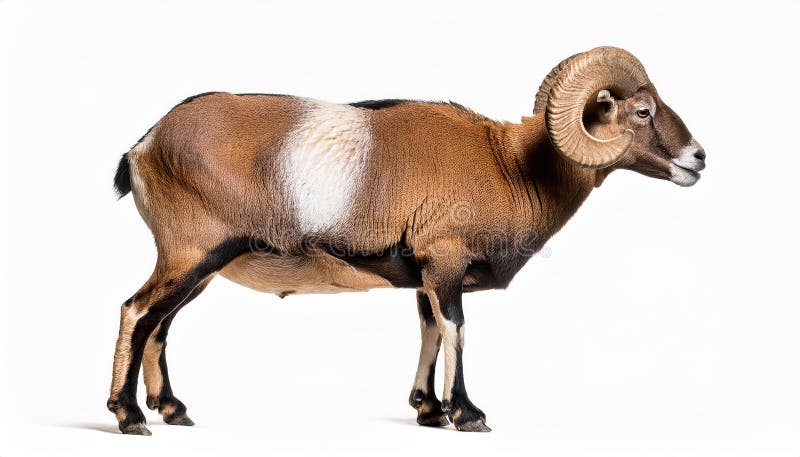 Minimalistic Side View of a Ram Against a White Backdrop, Clean and ...