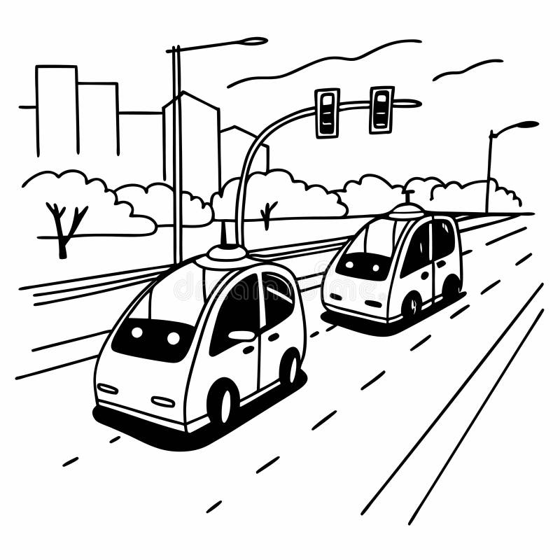 Title: Automated Vehicles Silhouette the Future of Transportation Stock ...