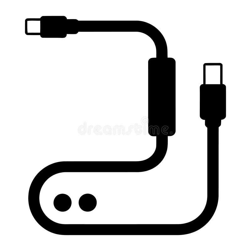 USB-C cable silhouette stock vector. Illustration of line - 368284301