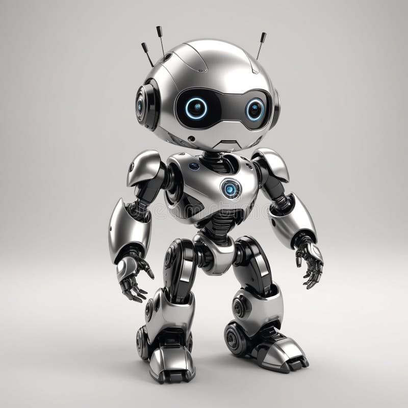 Sleek Silver and Black Robot FutureTech Innovation Concept Stock ...