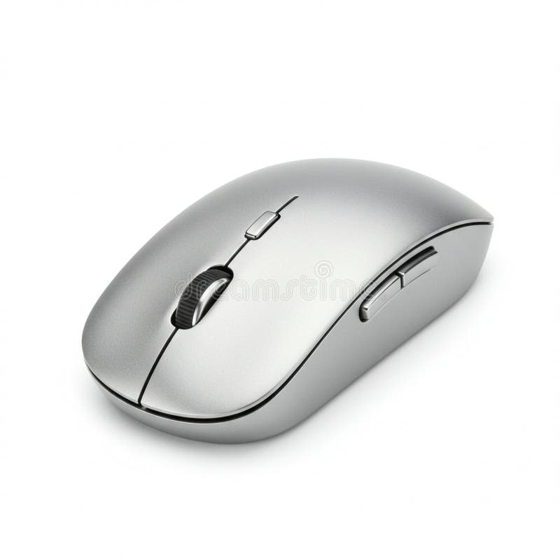 Sleek Silver Computer Mouse with a Smooth, Curved Design. Features ...