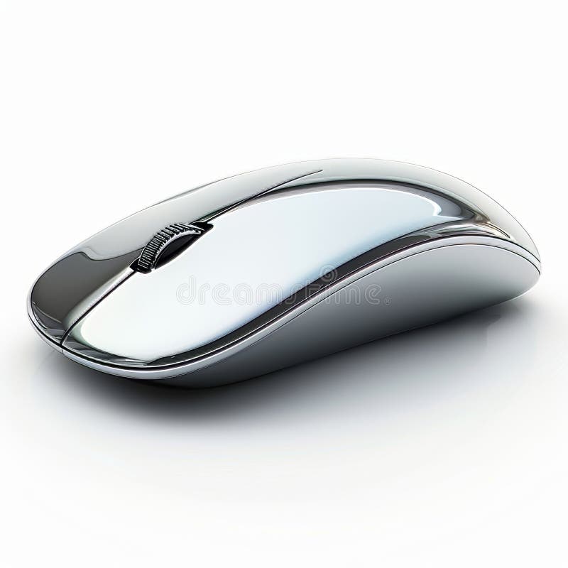 Sleek Silver Computer Mouse on a White Background for Modern Technology ...