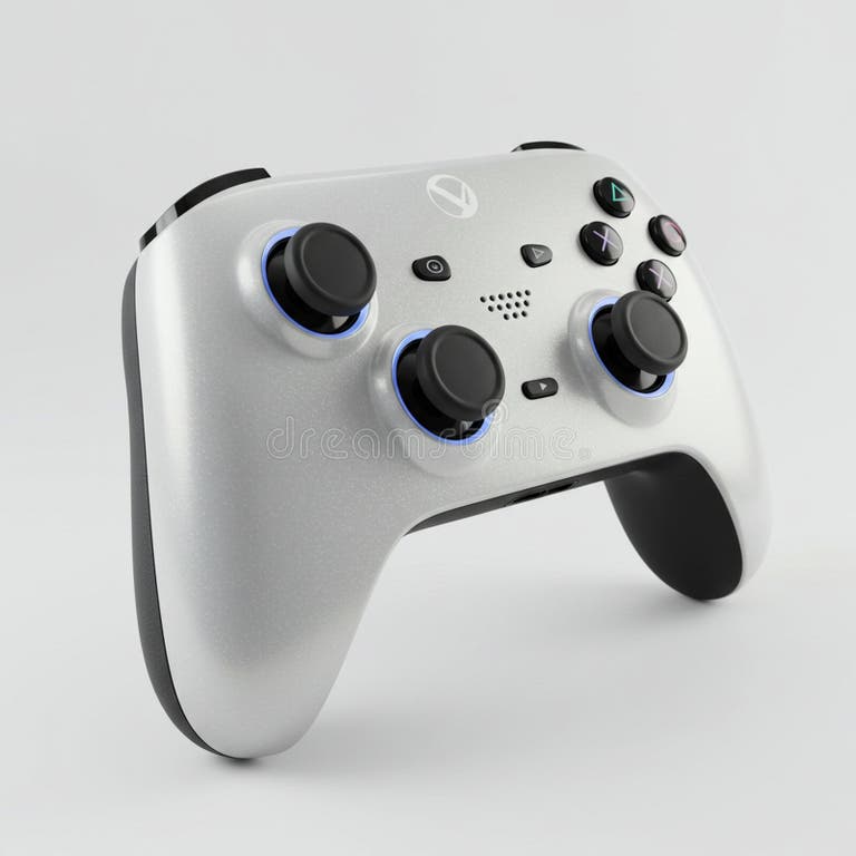 A Sleek, Silver Gaming Controller with Black Accents Featuring Dual ...