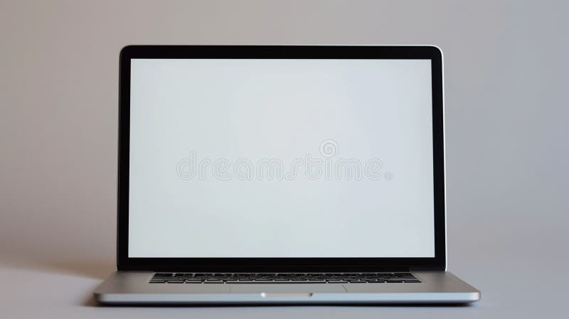 Sleek Silver Laptop with a Blank Screen on a Minimalist Backdrop. Stock ...