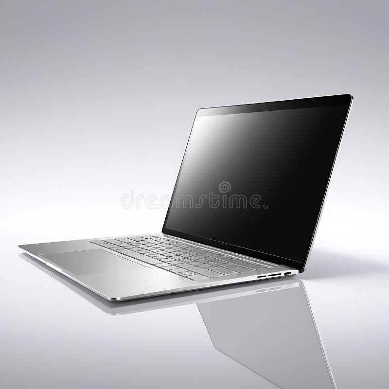 Sleek Silver Laptop on a Light Grey Background Stock Photo - Image of ...