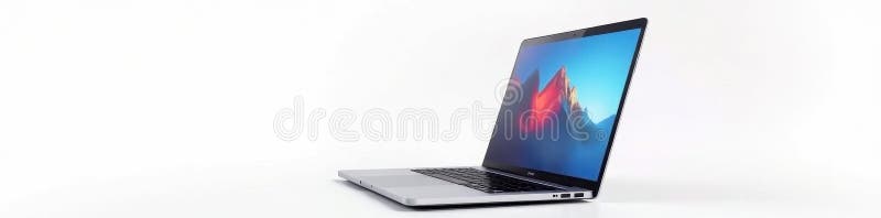 Sleek Silver Laptop, Open Display, White Backdrop, Chrome, Technology ...