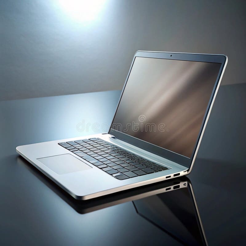 Sleek Silver Laptop Reflective Surface Stock Photos - Free & Royalty ...