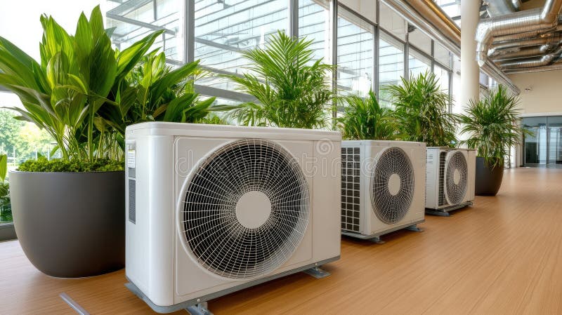 A Sleek, Silver-metallic Air Conditioner is Mounted on the Ceiling of ...