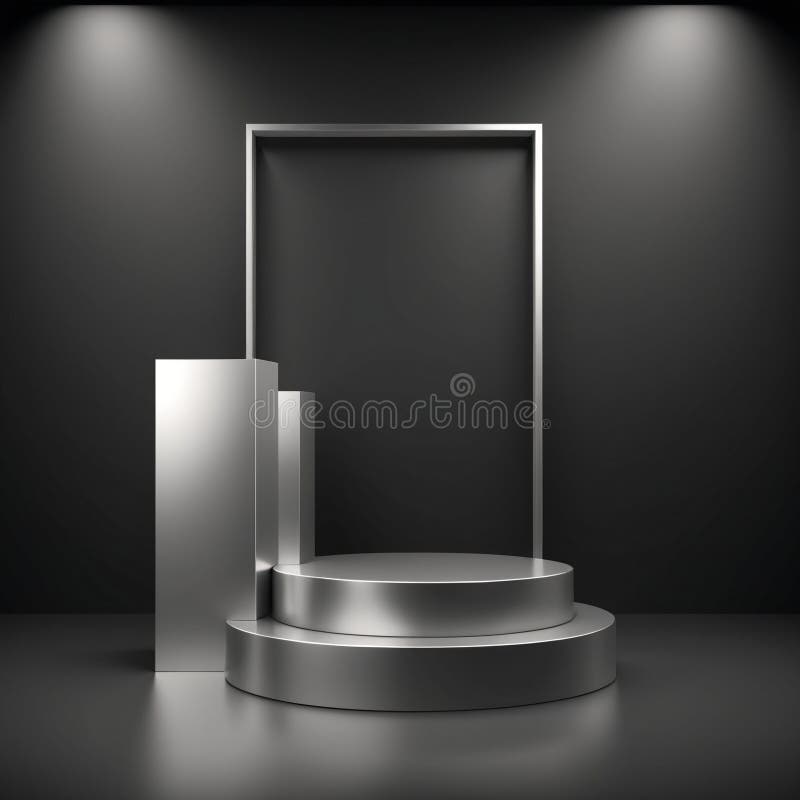 Sleek Silver Podium on Abstract Geometric Background Stock Illustration ...