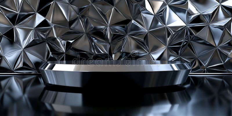 A Sleek, Silver Podium with Sharp, Angular Lines, Standing on a ...