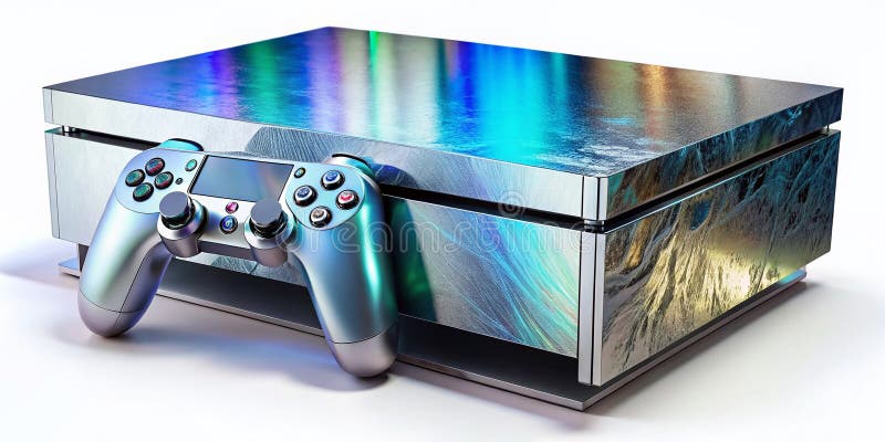 A Sleek Silver PS2 Console Double Exposure Abstract Art Capturing Retro ...