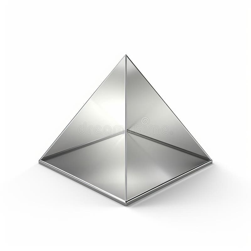 Sleek Silver Pyramid on White Background with Gradient Effect Stock ...