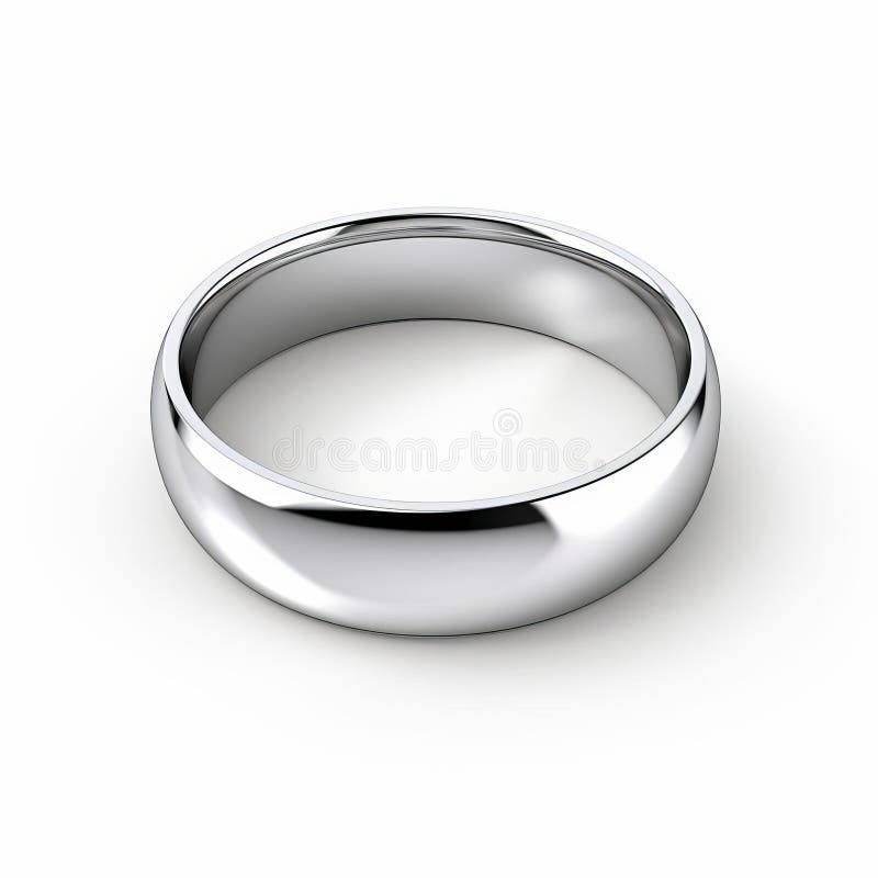 Sleek Silver Ring with Minimalist Design on White Background Stock ...