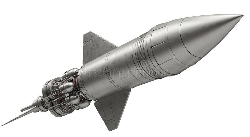 Sleek Silver Rocket with a Streamlined, Aerodynamic Design. the Body ...