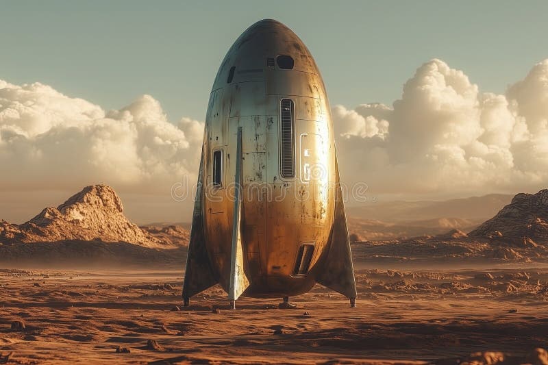 Sleek, Silver 60s Style Rocket with Four Rectangular Fins at Its Base ...