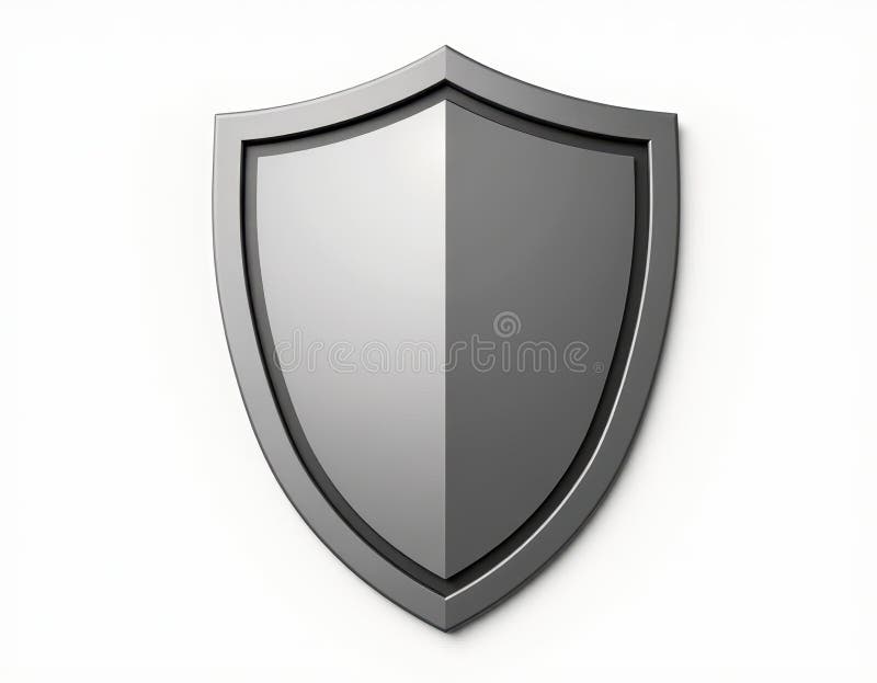A Sleek, Silver Shield Emblem with a Minimalist Design on a Plain White ...