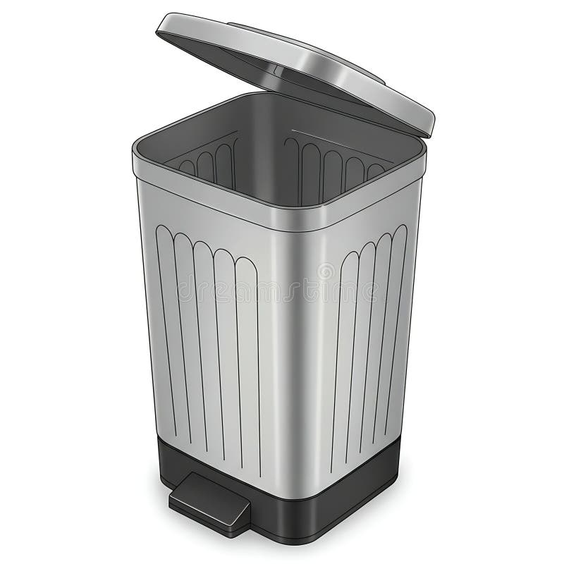 Sleek Silver Step Trash Can: a Modern, Functional Kitchen Design Stock ...