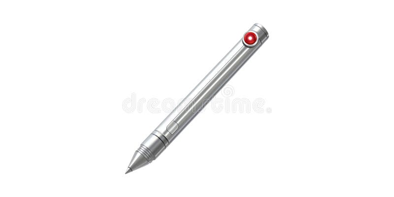 Sleek Silver Stylus Pen with Red Button. Modern Design for Digital ...