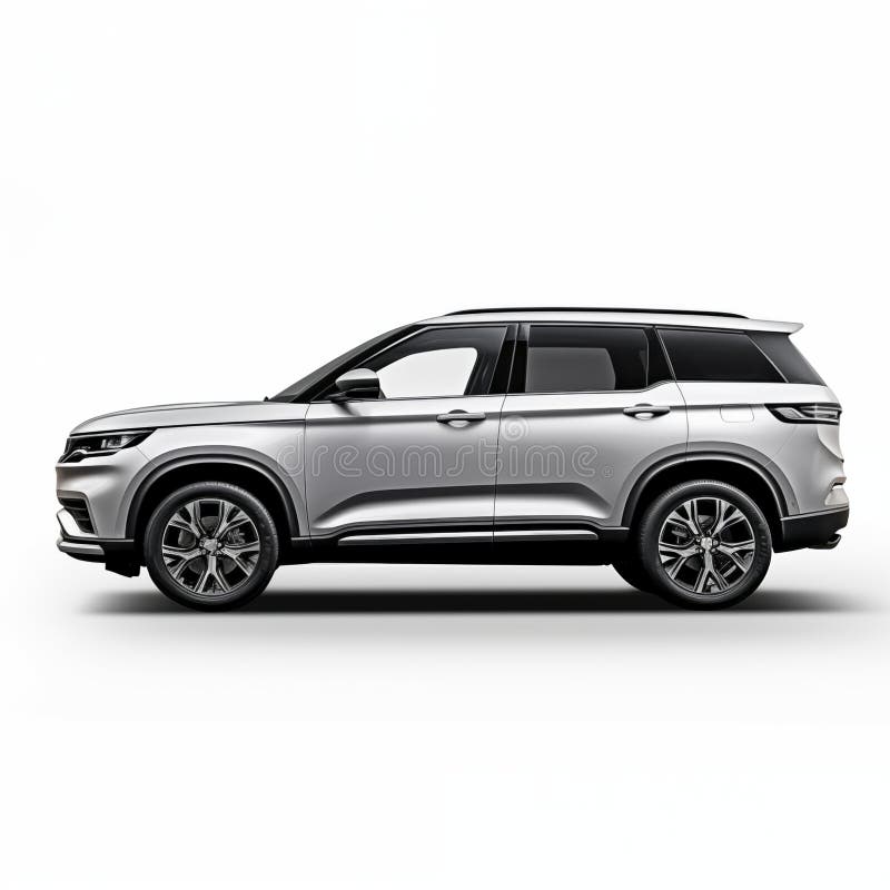 Sleek Silver SUV Side View with Black Trim and Modern Design on White ...