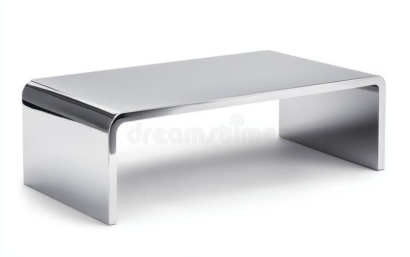 A Sleek Silver Table Featuring a Sturdy Metal Base, Set Against a Clean ...