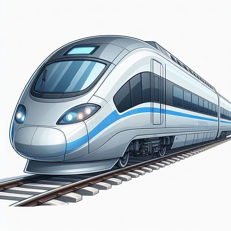Sleek Silver Train Artwork stock illustration. Illustration of ...