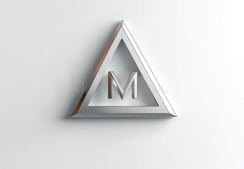 Sleek Silver Triangle Logo Design Featuring Letter M on White ...