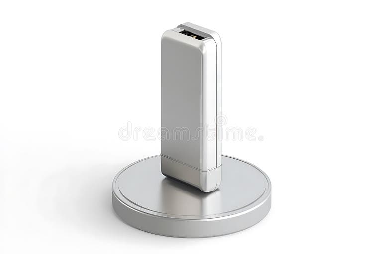 Sleek Silver USB Modem 3D Render Modern Technology on Circular Stand ...