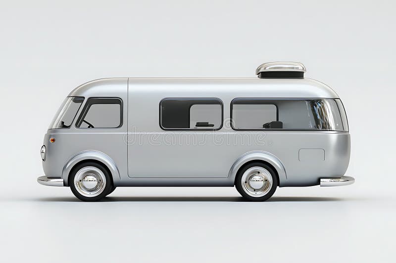 Sleek Silver Vintage Camper Van, Side Profile Stock Illustration ...