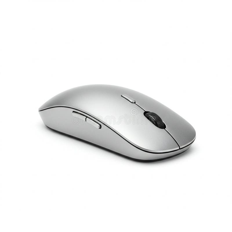 A Sleek, Silver Wireless Computer Mouse with a Smooth, Curved Design ...