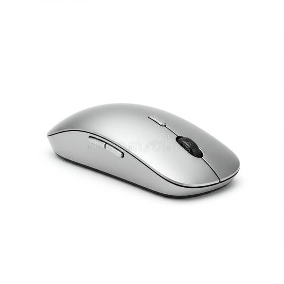 A Sleek, Silver Wireless Computer Mouse with a Smooth, Curved Design ...