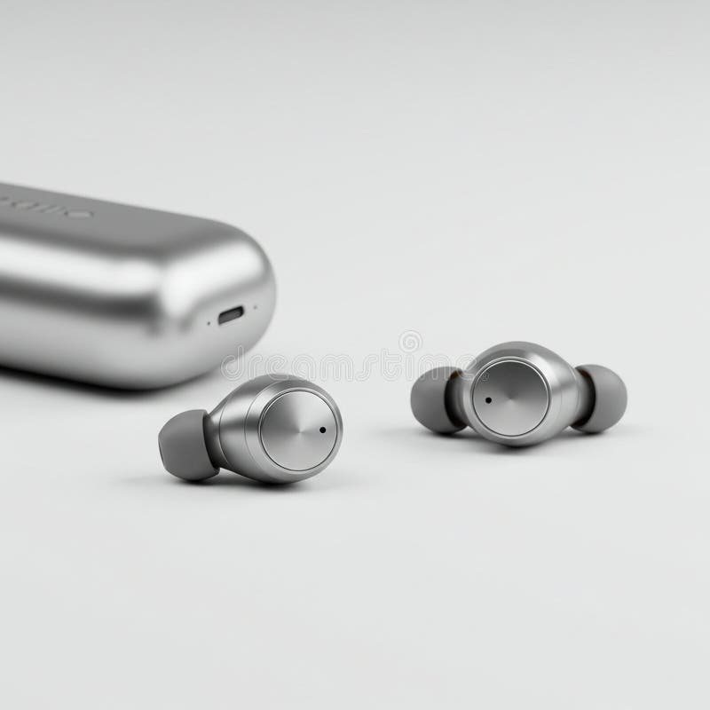 Sleek Silver Wireless Earbuds with a Smooth, Metallic Finish are ...