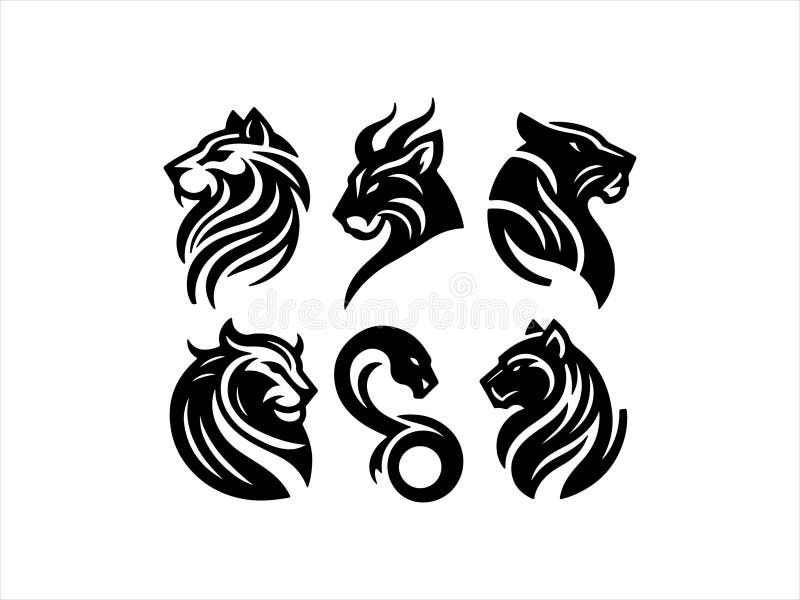 Panther logo set stock vector. Illustration of cartoon - 360168765