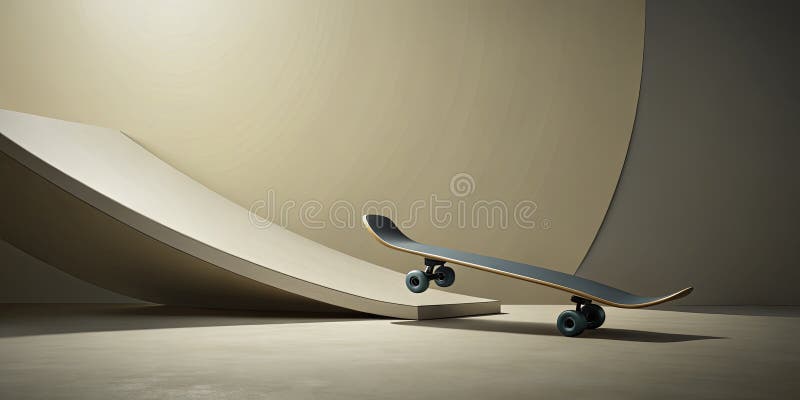 Sleek Skateboard on a Curved Ramp Minimalist 2D Vector Illustration for ...
