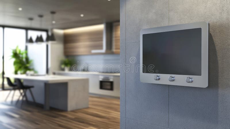 Modern Smart Home Control Panel on Wall Stock Illustration ...
