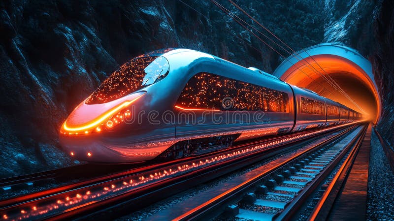 High Speed Smart Train Navigating through a Futuristic Tunnel with ...