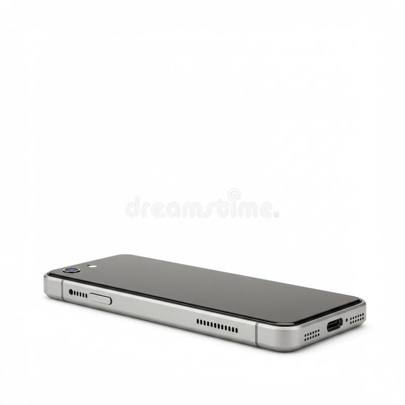 A Sleek Smartphone with a Black Screen and Metallic Silver Edges. the ...