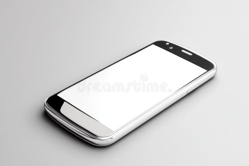 A Sleek Smartphone is Displayed on a Plain Gray Surface, Featuring a ...