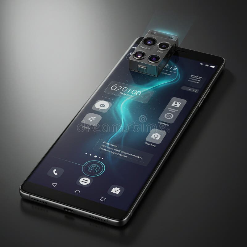 A Sleek Smartphone Features a Futuristic Interface on Its Screen ...