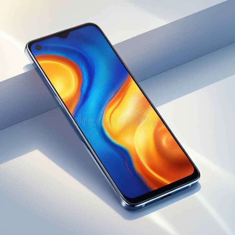 Modern Mid-Range Smartphone with Vibrant Full-Screen Display Stock ...