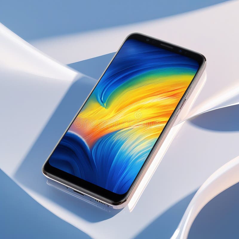 Modern Mid-Range Smartphone with Vibrant Full-Screen Display Stock ...