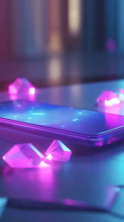 Futuristic Smartphone with Holographic Display in a Modern Room Setting ...