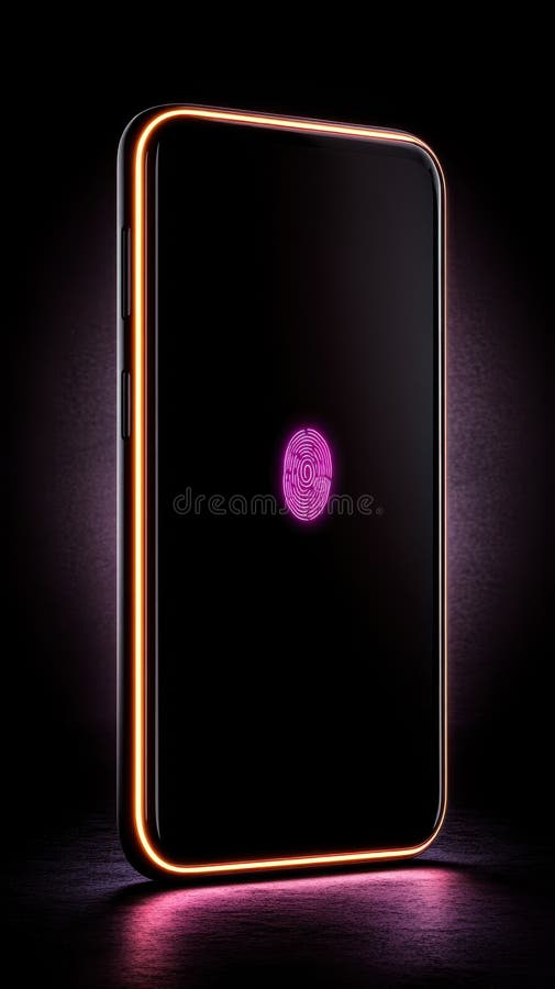 Sleek Smartphone with Glowing Fingerprint Sensor and Minimalist Design ...