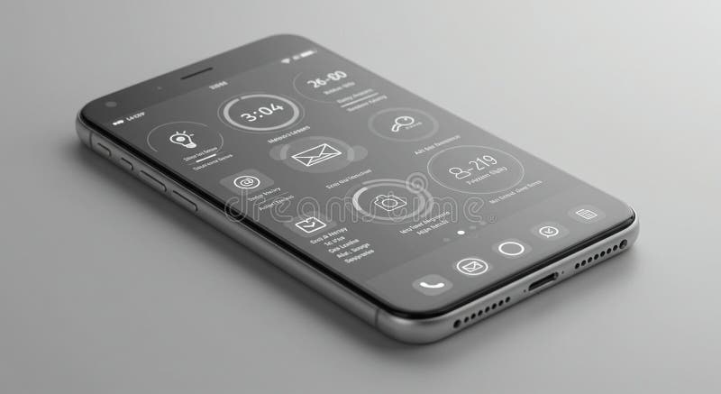 A Sleek Smartphone Lies on a Flat Surface, Displaying a User Interface ...