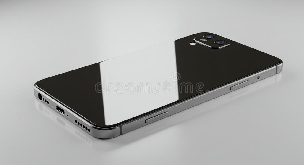 Sleek Smartphone Lying on a Reflective Surface. the Device Features a ...
