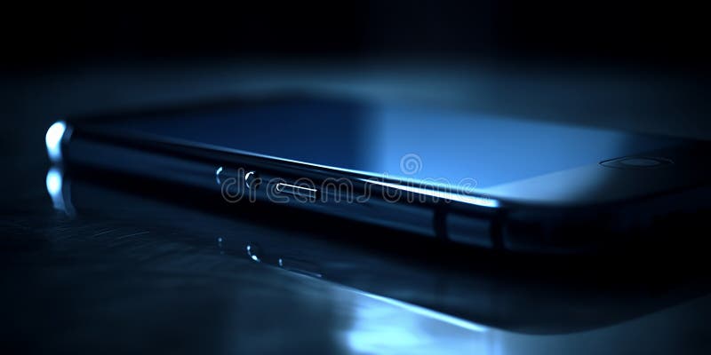 Sleek Smartphone on Reflective Surface Close Up Shot Modern Technology ...