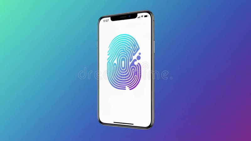 Modern Smartphone Showing Touch Id Icon on Gradient Background in Slow ...