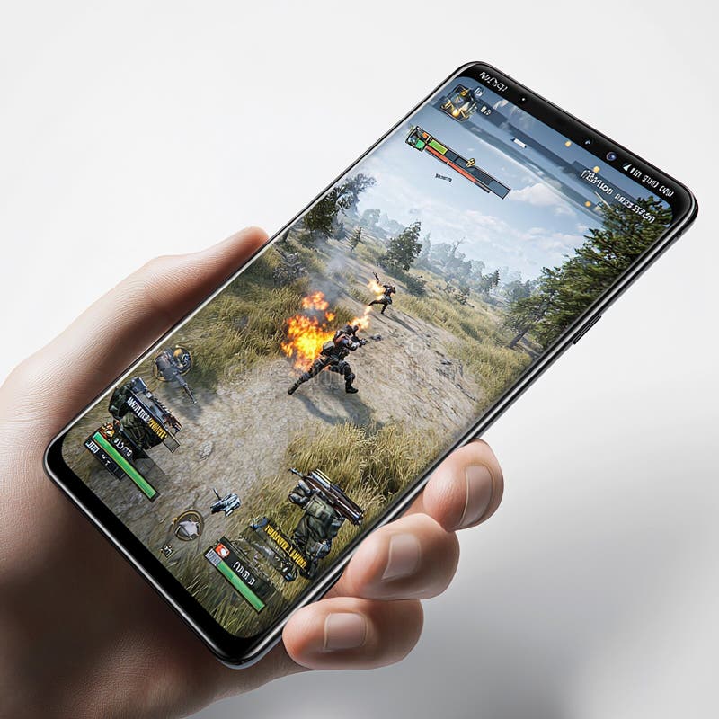 A Sleek Smartphone Screen Displaying an Intense Action-packed Game ...