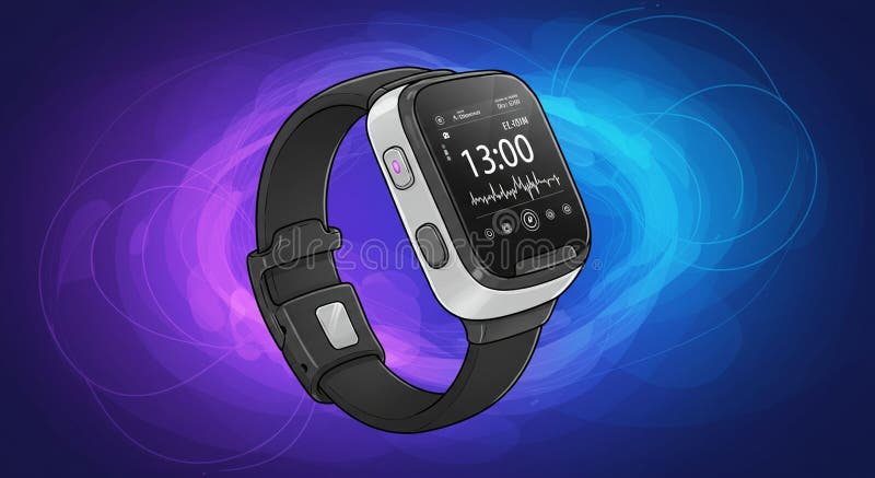 A Sleek Smartwatch with a Black Strap and Silver Casing is Depicted ...