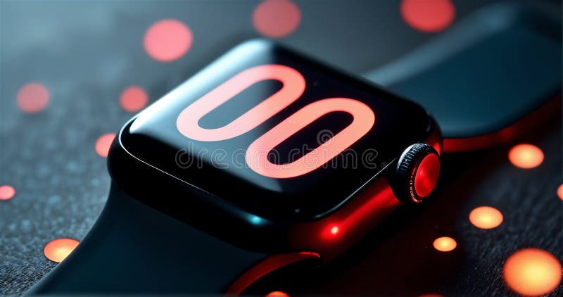 Sleek Smartwatch Display with Glowing Zero-Time Clock Stock ...