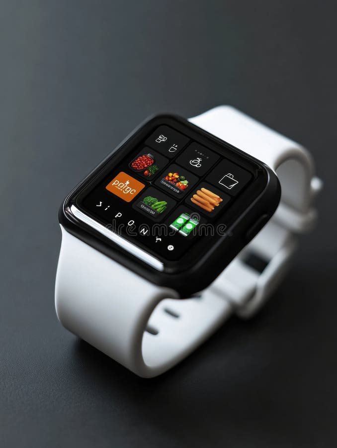 Sleek Smartwatch Displaying Grocery List on Modern Interface with Soft ...